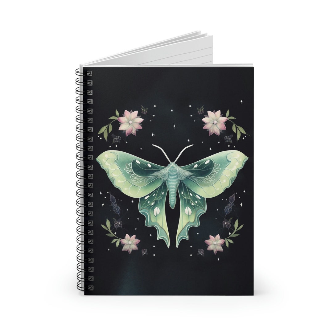 Luna Moth Spiral Notebook / Celestial Witchy Moth Journal / Wirebound ...