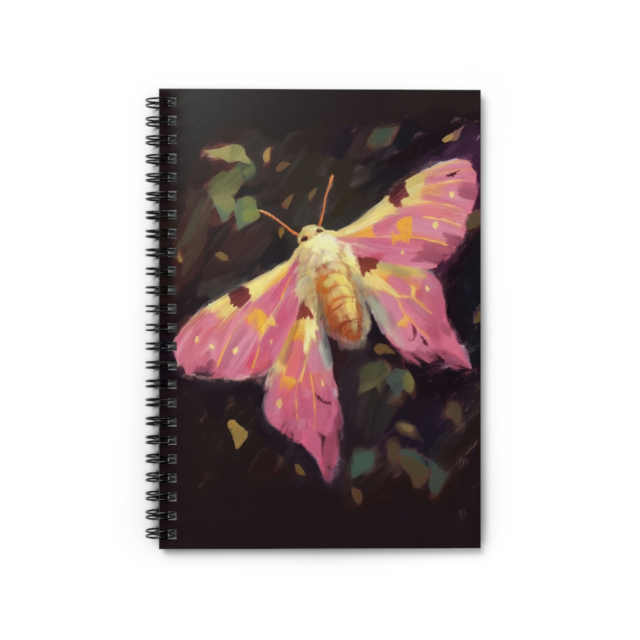 Rosy Maple Moth Spiral Notebook, Pink and Yellow Moth Aesthetic Journal ...