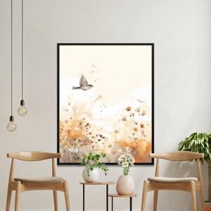 Bird and Wildflowers Printable Poster / Naturecore Watercolor Painting ...