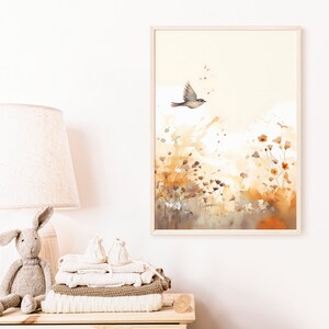 Bird and Wildflowers Printable Poster / Naturecore Watercolor Painting ...