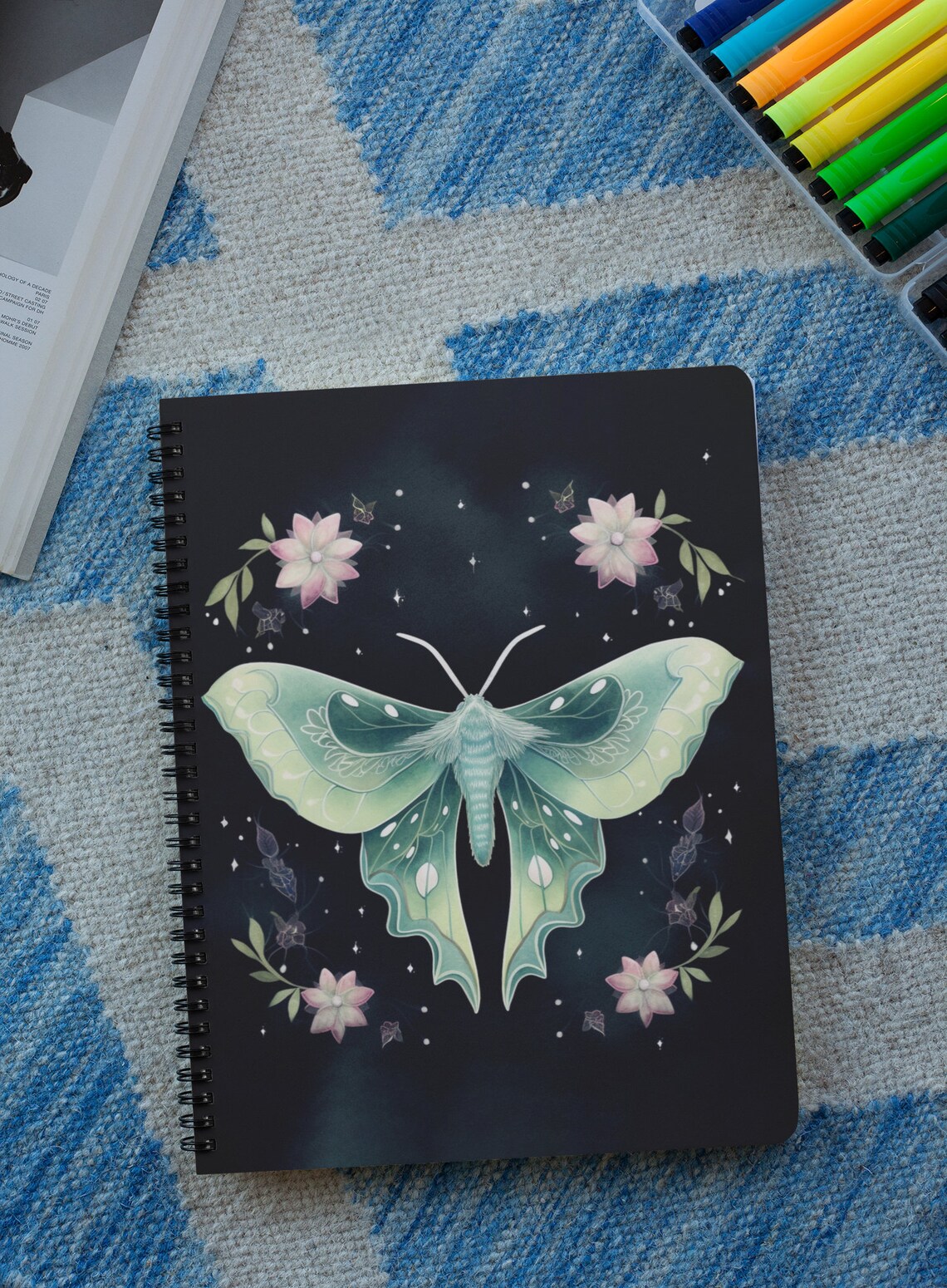 Luna Moth Spiral Notebook / Witchy Lined Journal / Moon Moth Magical ...