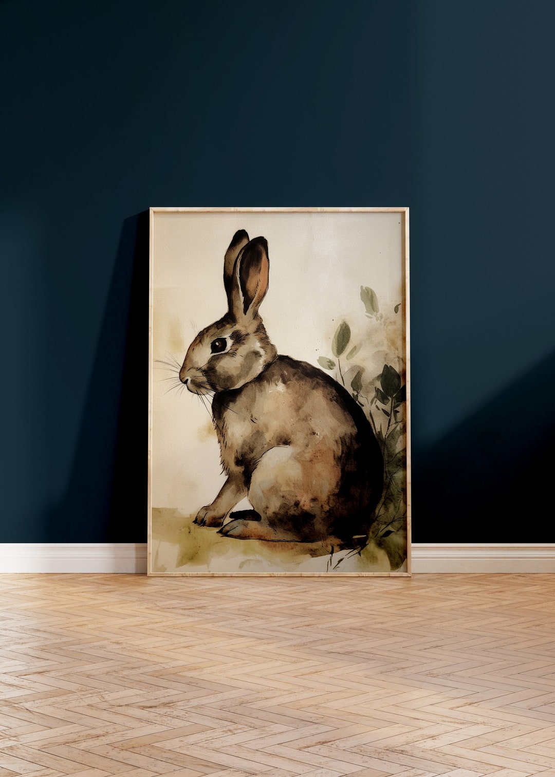 Vintage Bunny Printable Wall Art, Rustic Animal Digital Download ...