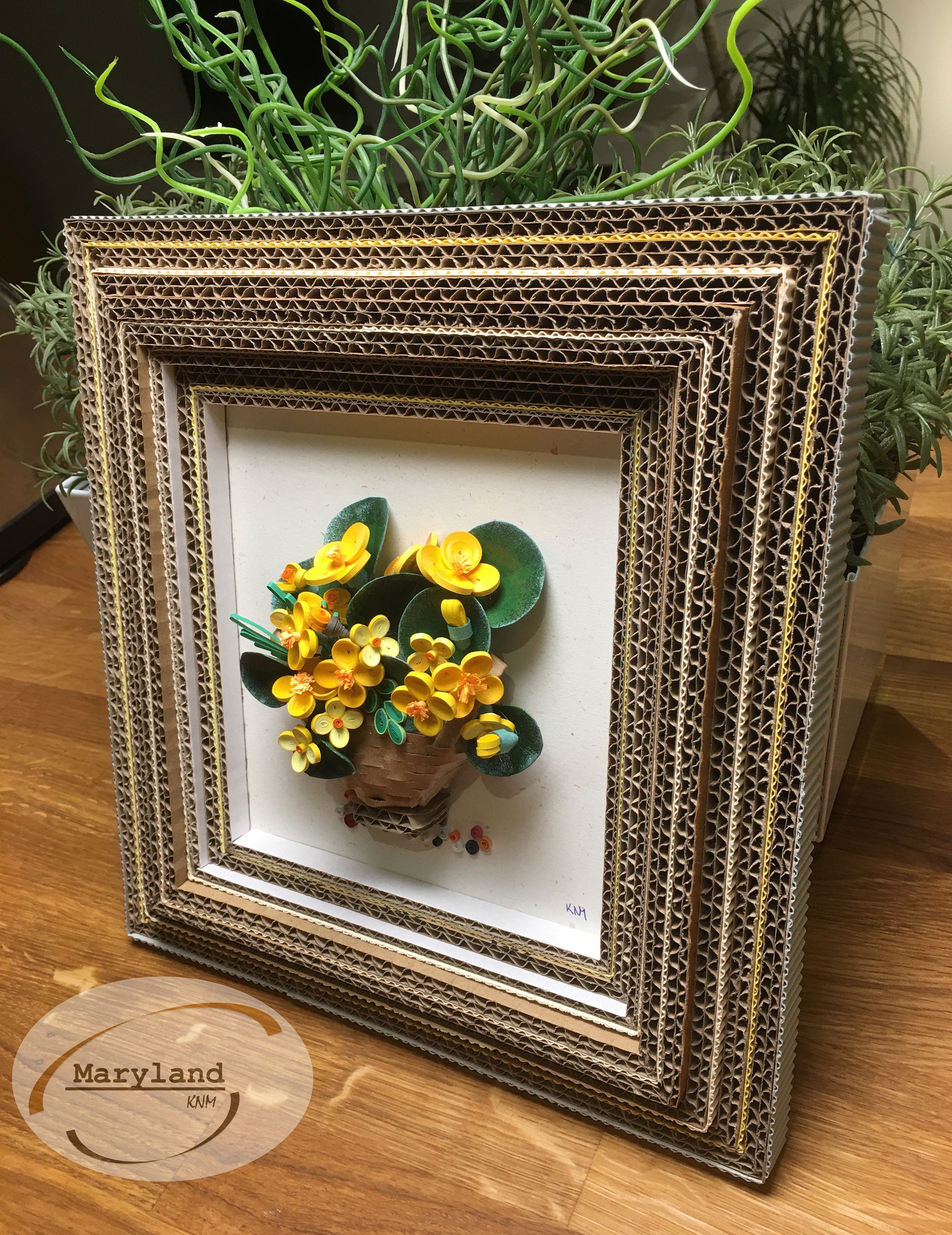 Beautiful Vintage Basket of Flowers in Frame From Paper,unique 3D Wall ...
