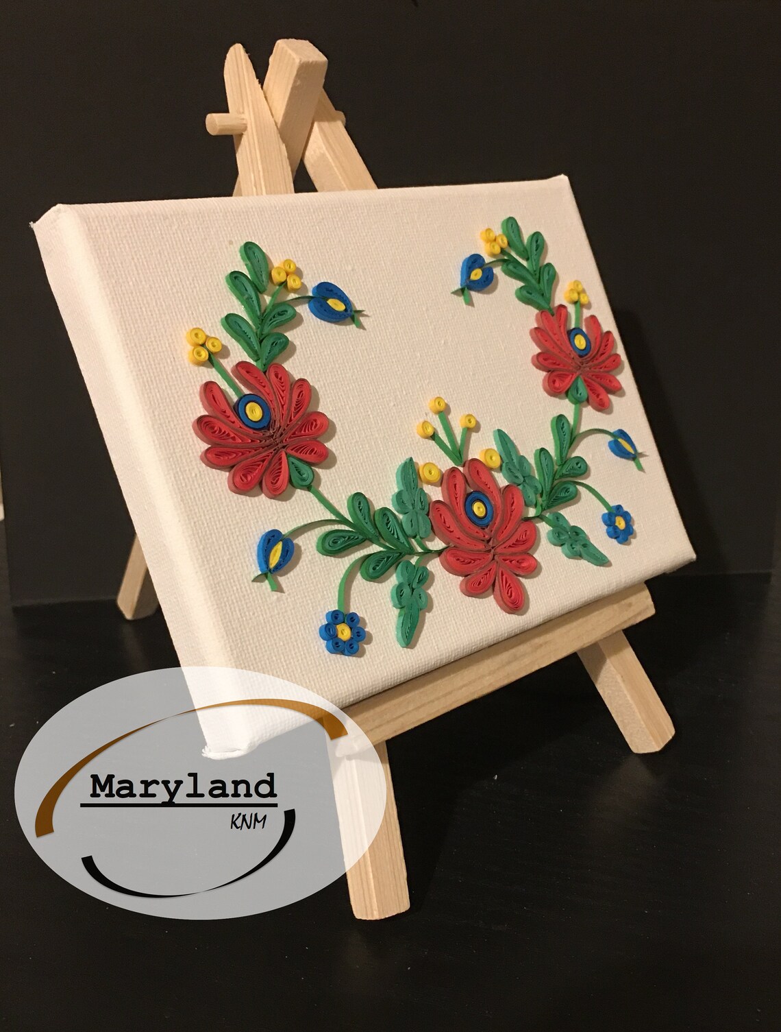 Quilled Hungarian Folk Design on Canvas, Paper Quilling Flowers ...