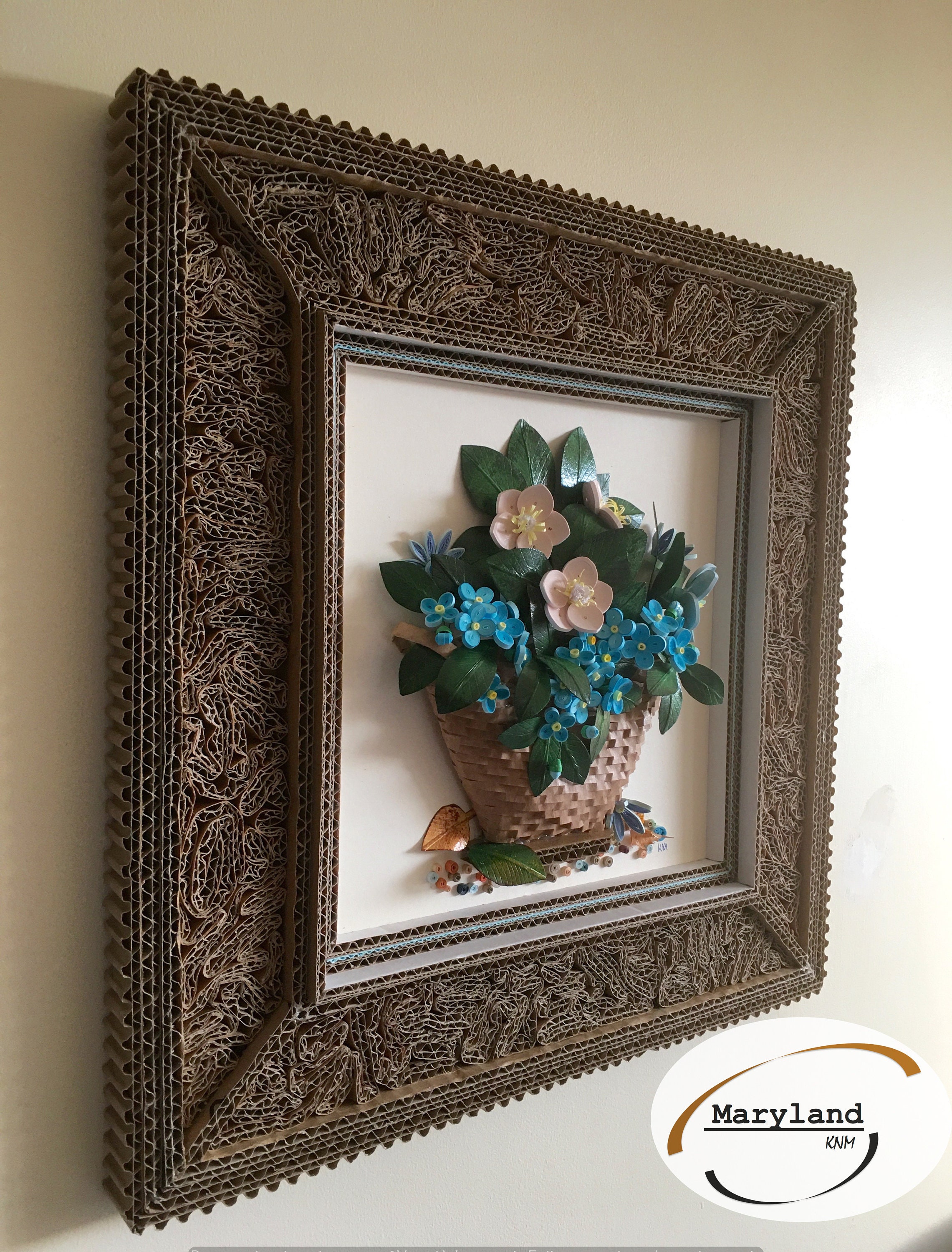 Beautiful Vintage Basket of Flowers in Frame From Paper,unique 3D Wall ...