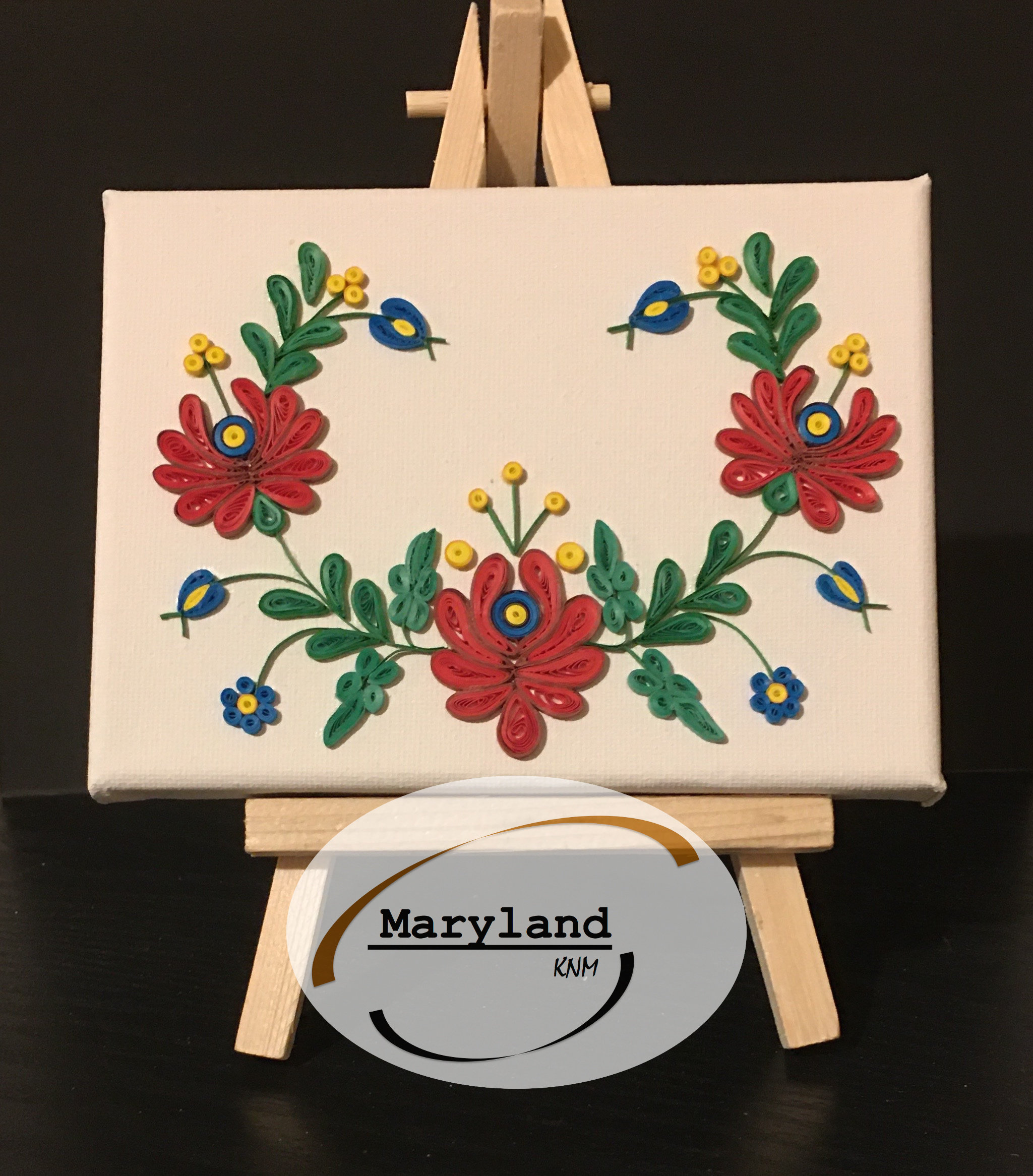 Quilled Hungarian Folk Design on Canvas, Paper Quilling Flowers ...
