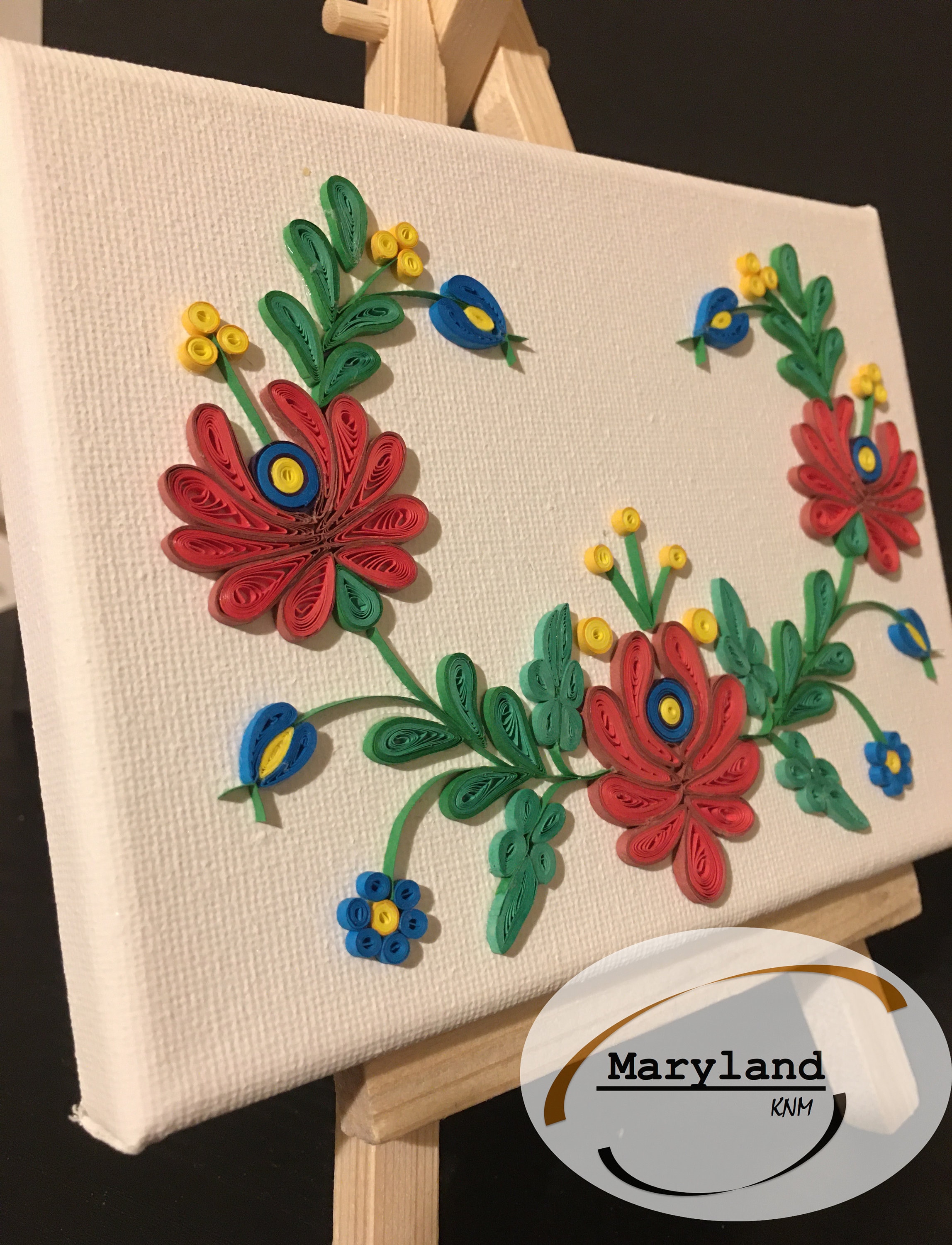 Quilled Hungarian Folk Design on Canvas, Paper Quilling Flowers ...