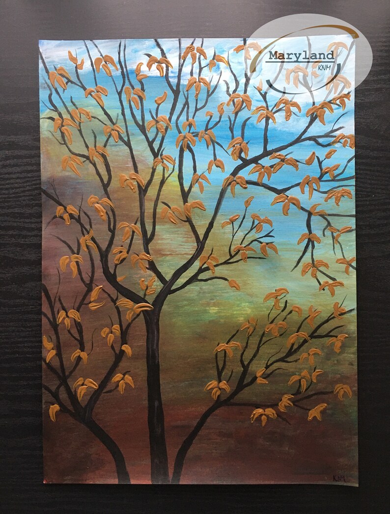 Original Landscape Acrylic Painting, Autumn Painting, Fall Tree Art ...