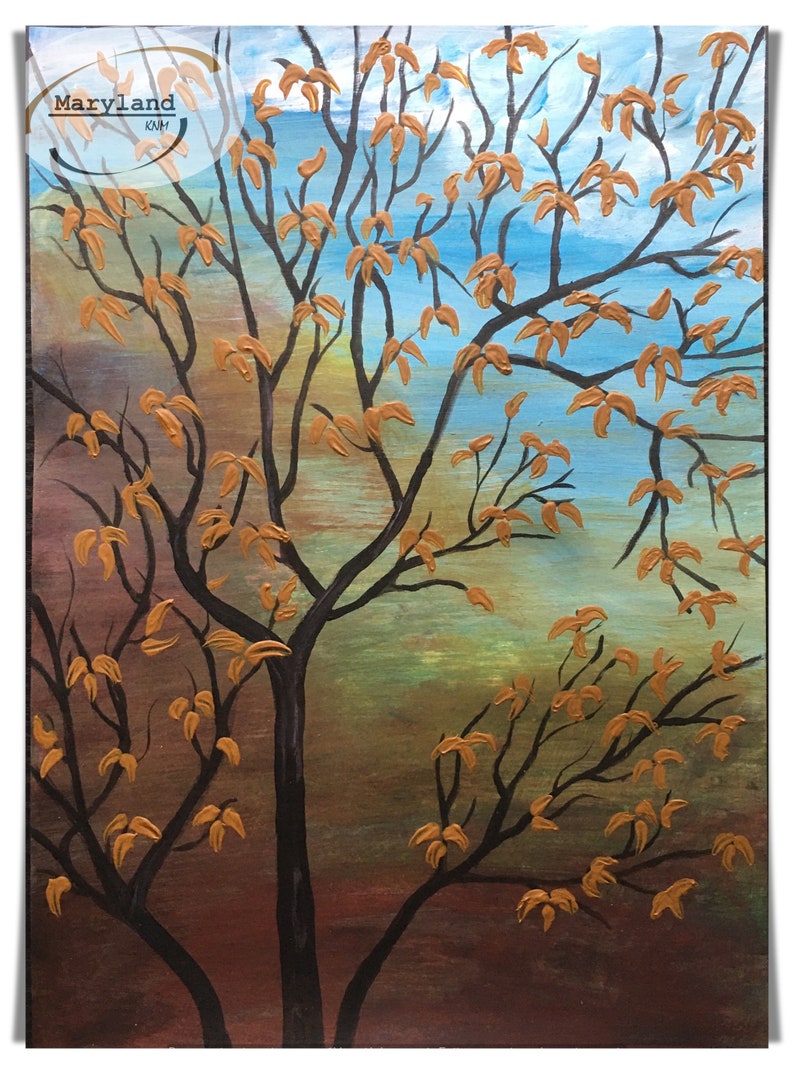 Original Landscape Acrylic Painting, Autumn Painting, Fall Tree Art ...