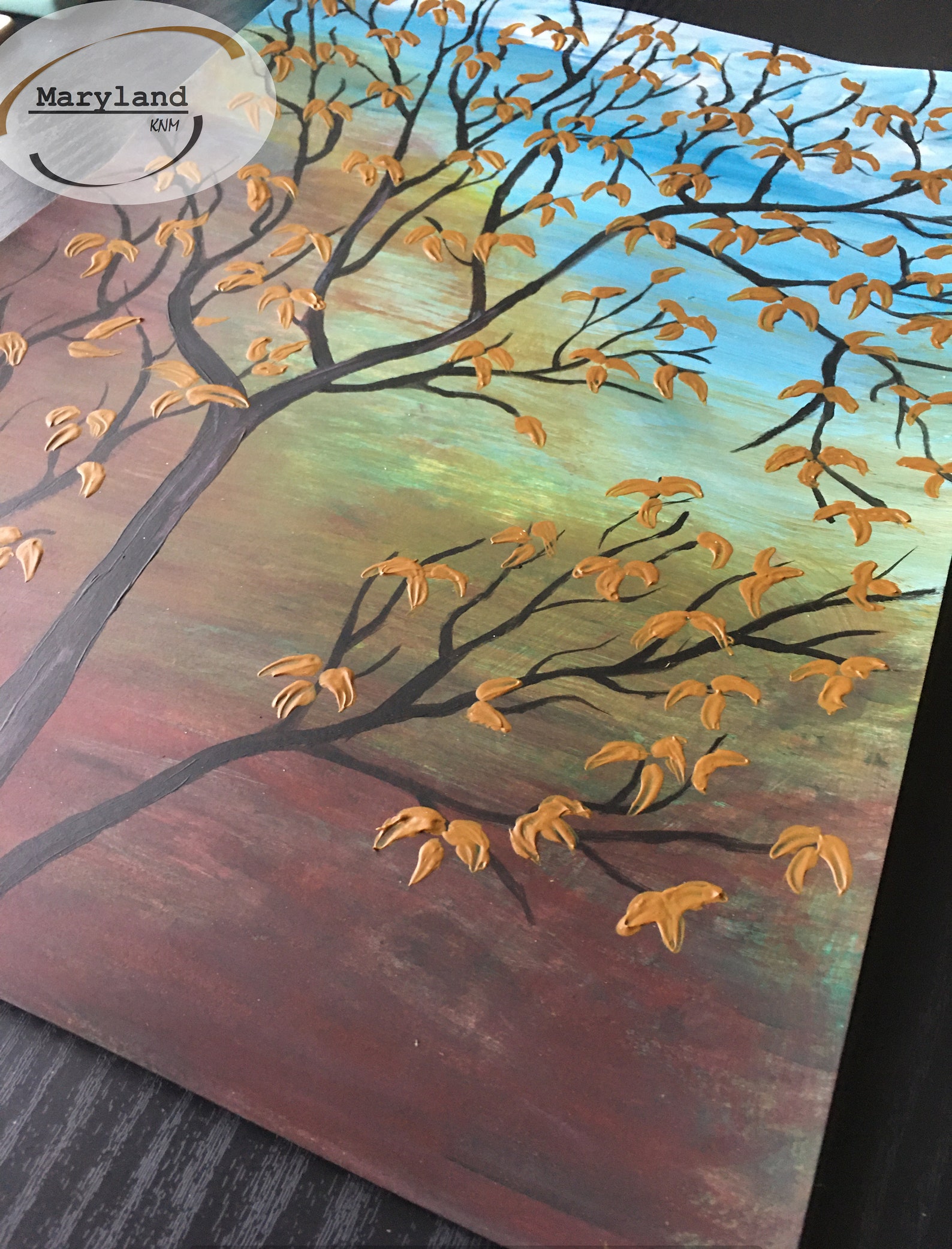 Original Landscape Acrylic Painting Autumn Painting Fall Tree Art