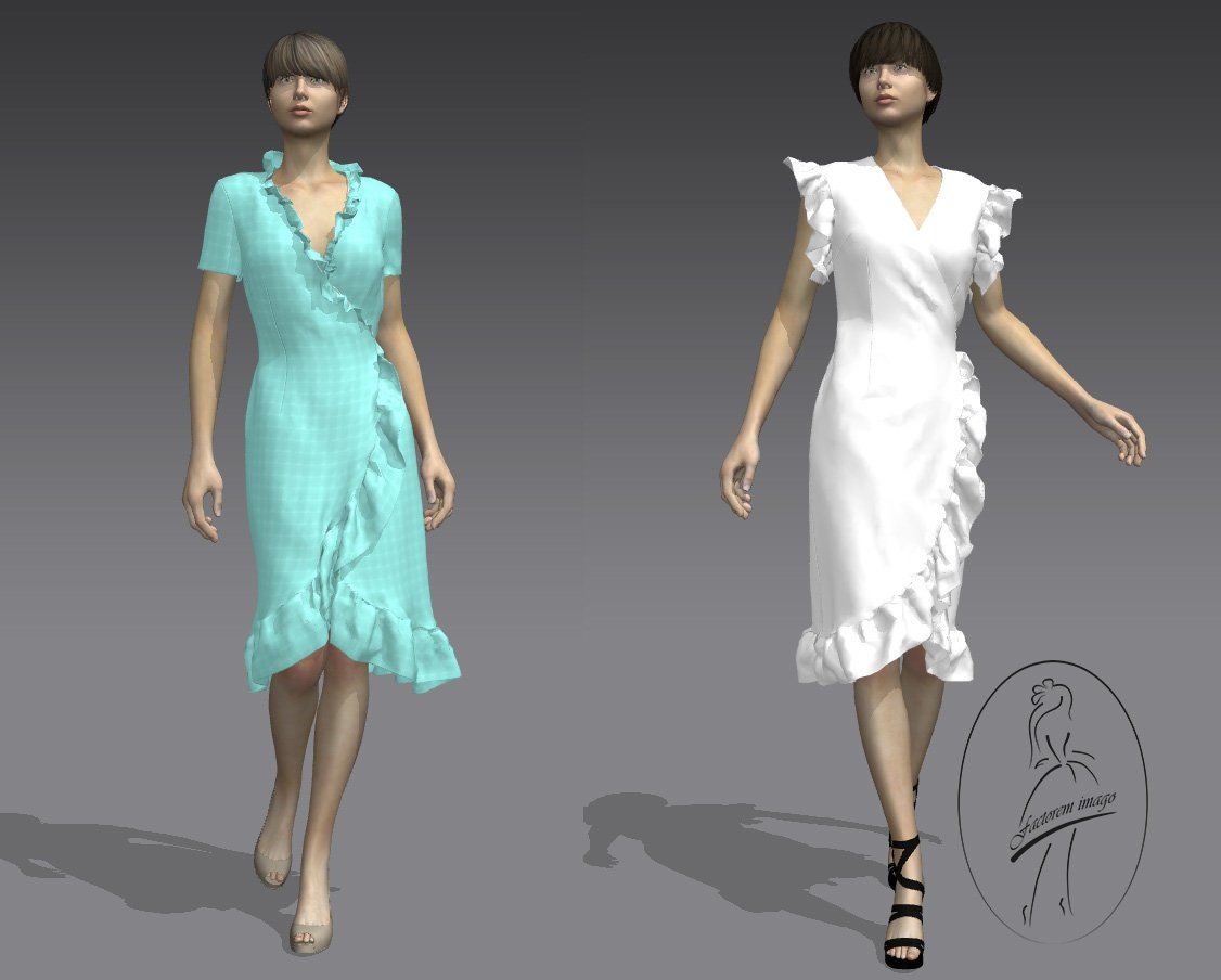 PDF Summer Wrap Dress Sewing Pattern / Five Sizes Three Height Dress ...