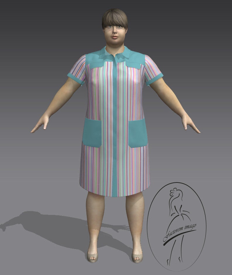 PDF Summer Casual Shirt Dress Sewing Pattern / Plus Size Bust 116-128 ...