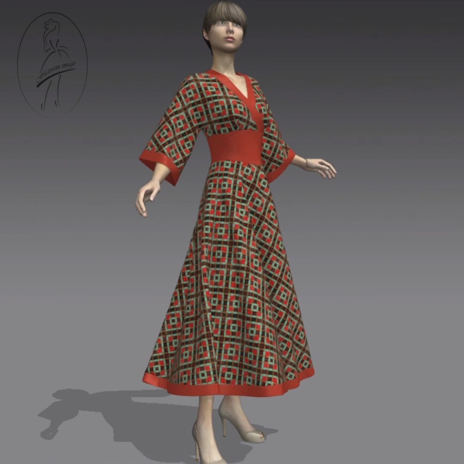 PDF Kimono Style Dress Sewing Pattern / Nipped Waist Dress | Etsy