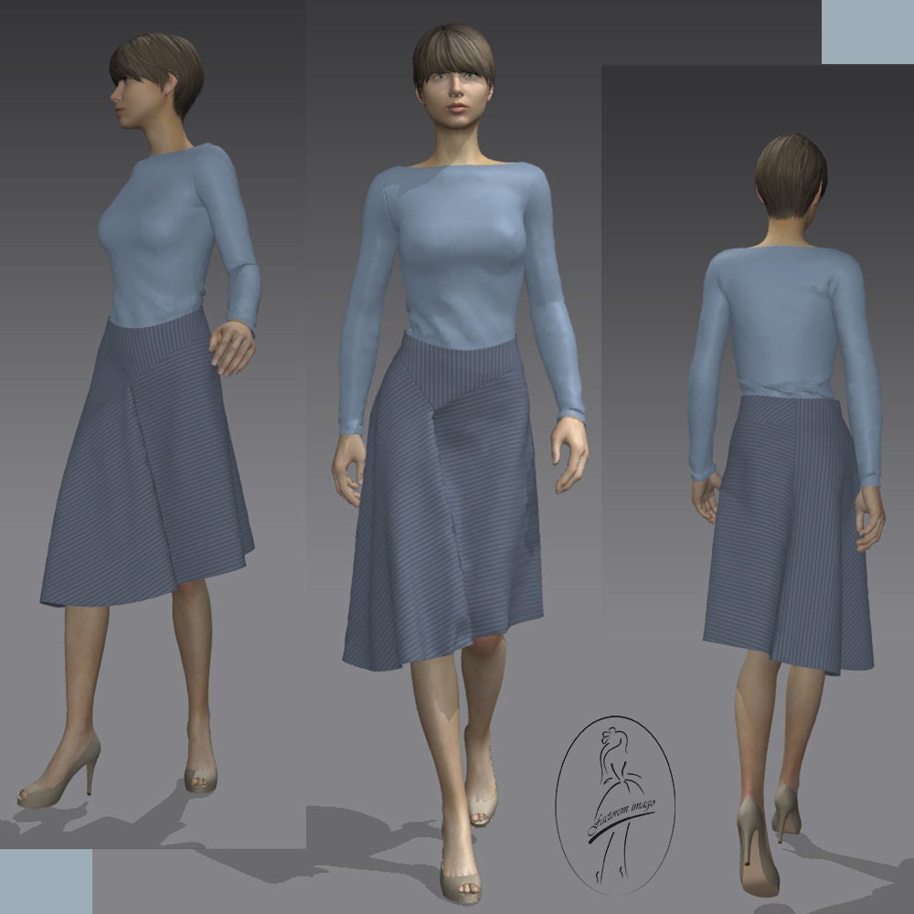 Single Pleated Designer Skirt PDF Sewing Pattern - Etsy