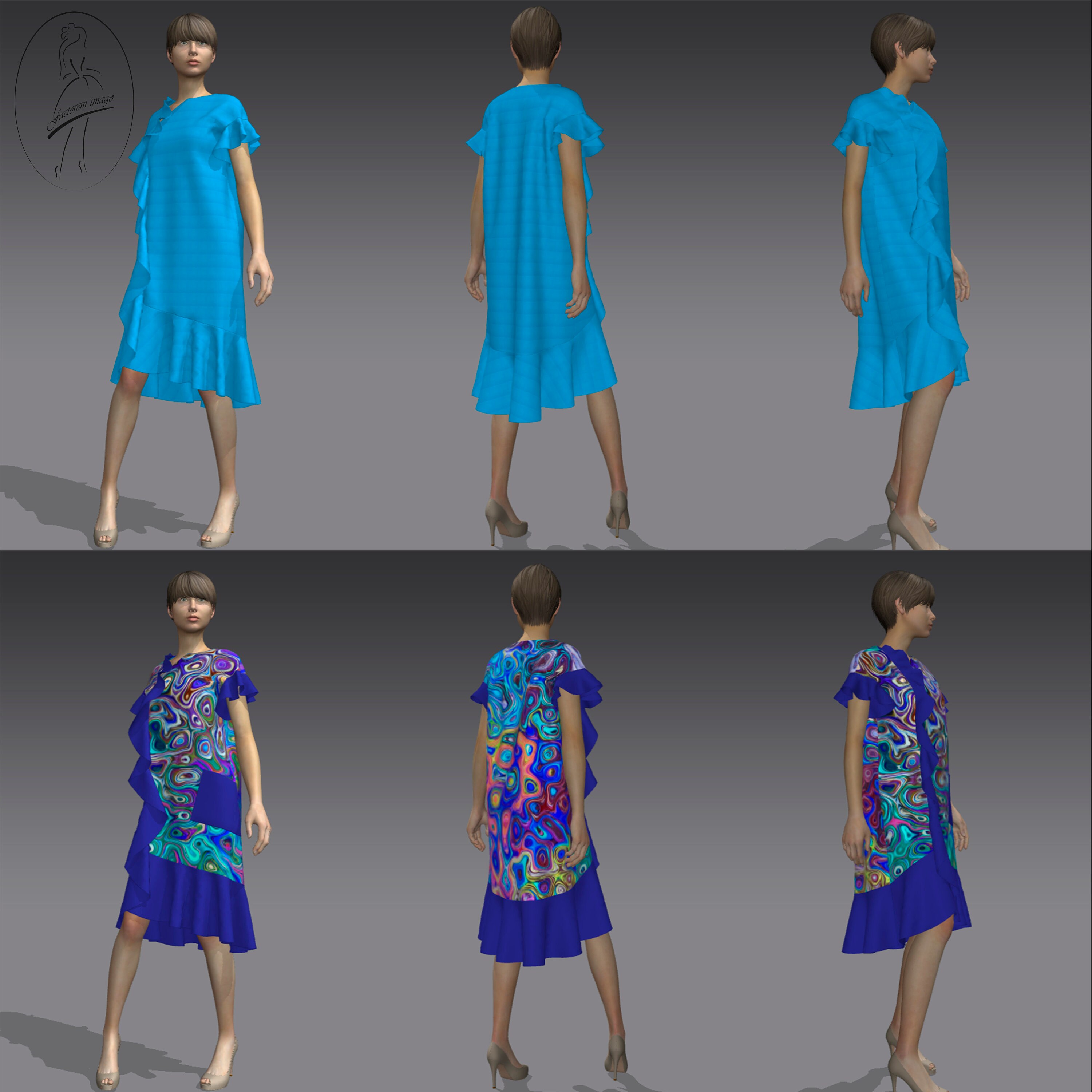Asymmetric Summer Flounce Dress PDF Sewing Pattern / A-line Dress of ...