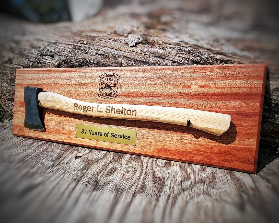 Axe Trophy Plaque, Engraved Axe Award, Mahagony Plaque, Company Trophy ...