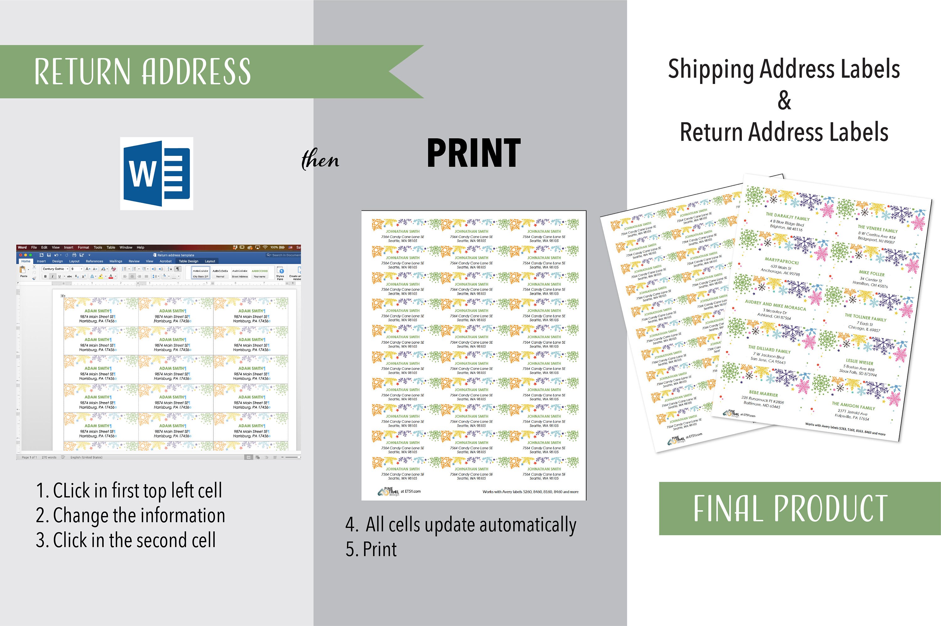 Microsoft Word Template for Address labels. Mail Merge | Etsy
