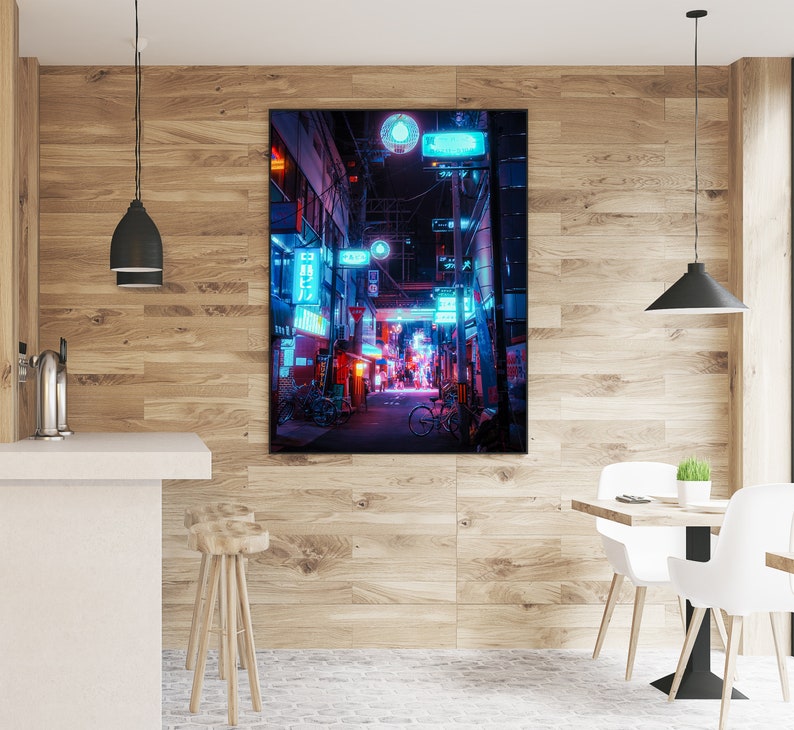 Cyberpunk Wall Art - Neo Osaka, Neon Futuristic Street - Japan Poster ...