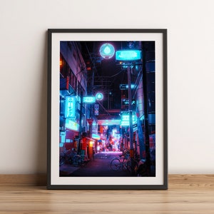 Cyberpunk Wall Art - Neo Osaka, Neon Futuristic Street - Japan Poster ...