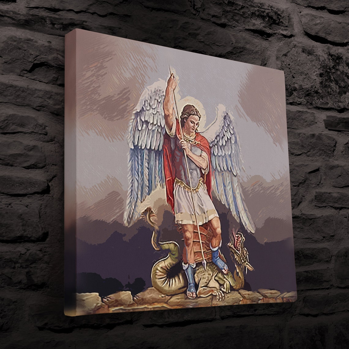 ARTCANVAS St. Michael Vanquishing Satan Archangel Catholic | Etsy