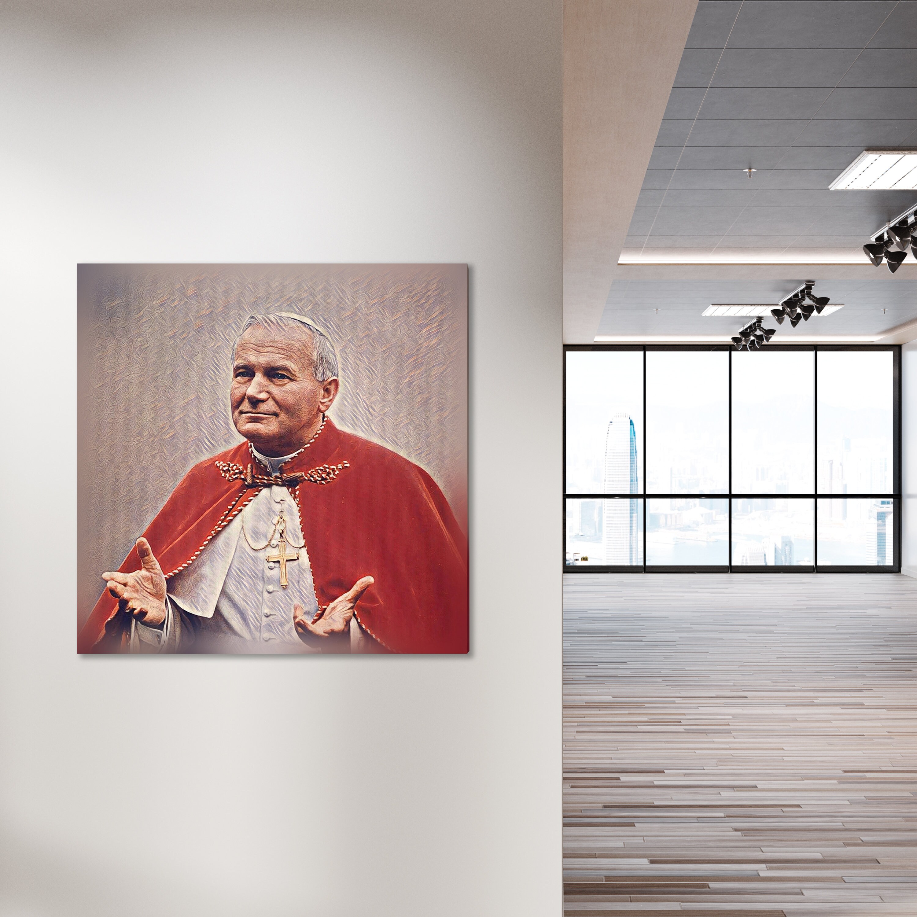 Original Vintage Painting of Pope Saint John Paul II, Religious ...