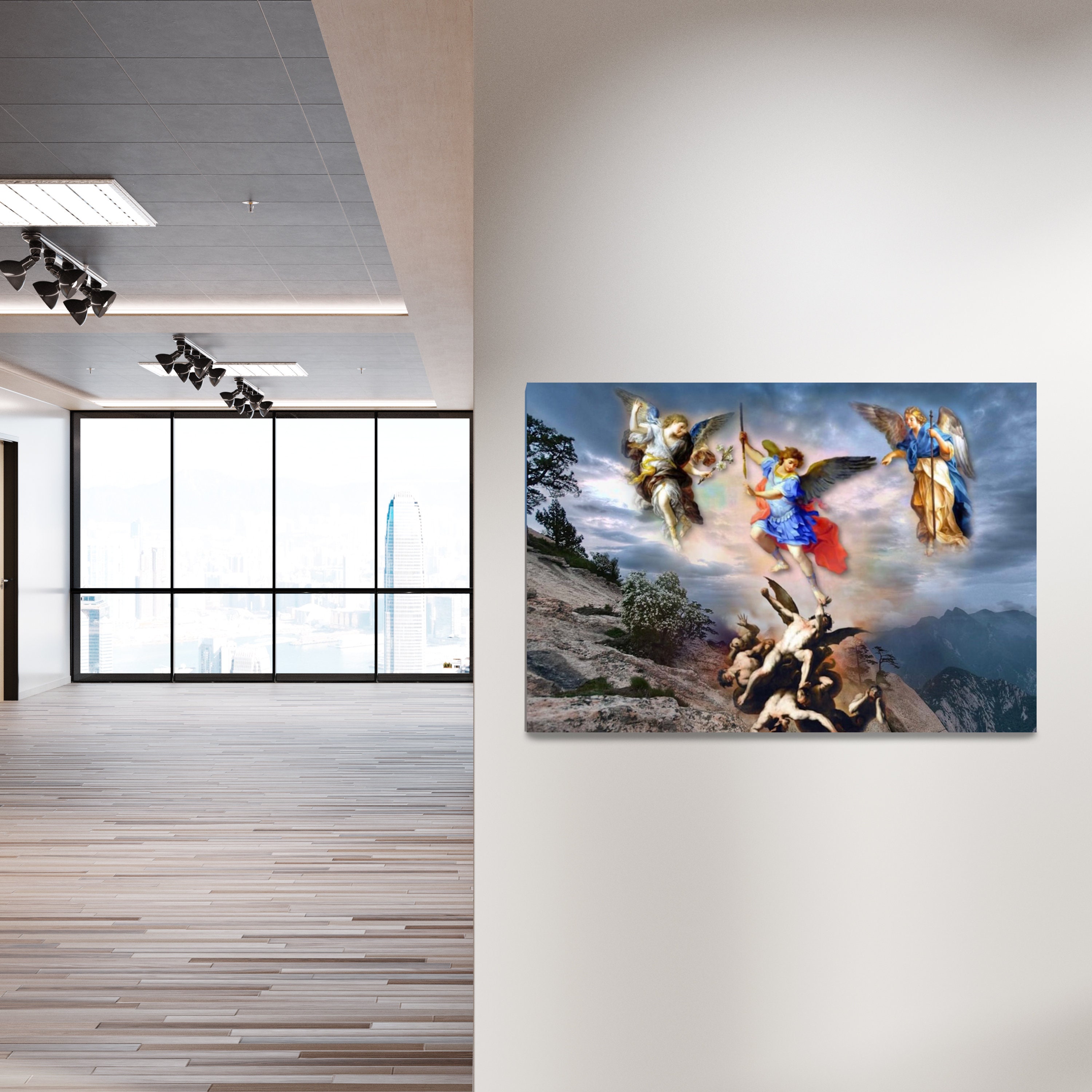 Archangels Michael, Gabriel and Raphael Defeat the Demons Canvas Wrap ...