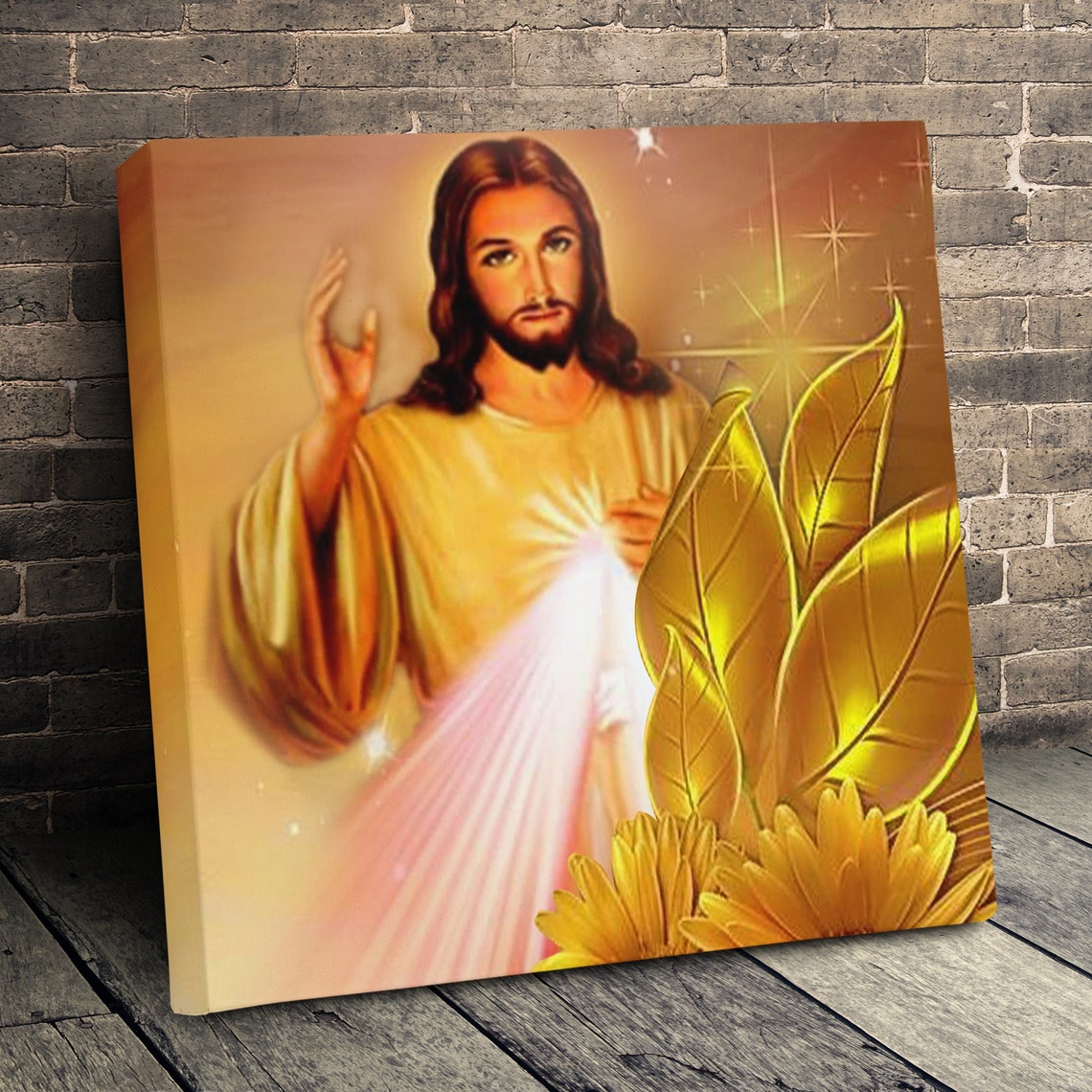 The Golden Jesus Canvas Art Christian Painting Jesus Canvas | Etsy