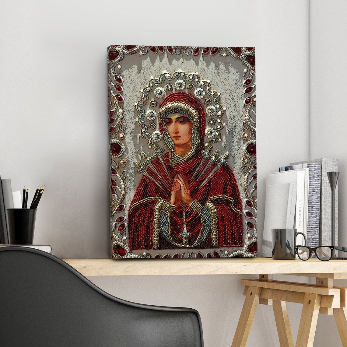 Orthodox Icon of the Virgin Mary (red) *these Are NOT Actual Beeds* - Etsy