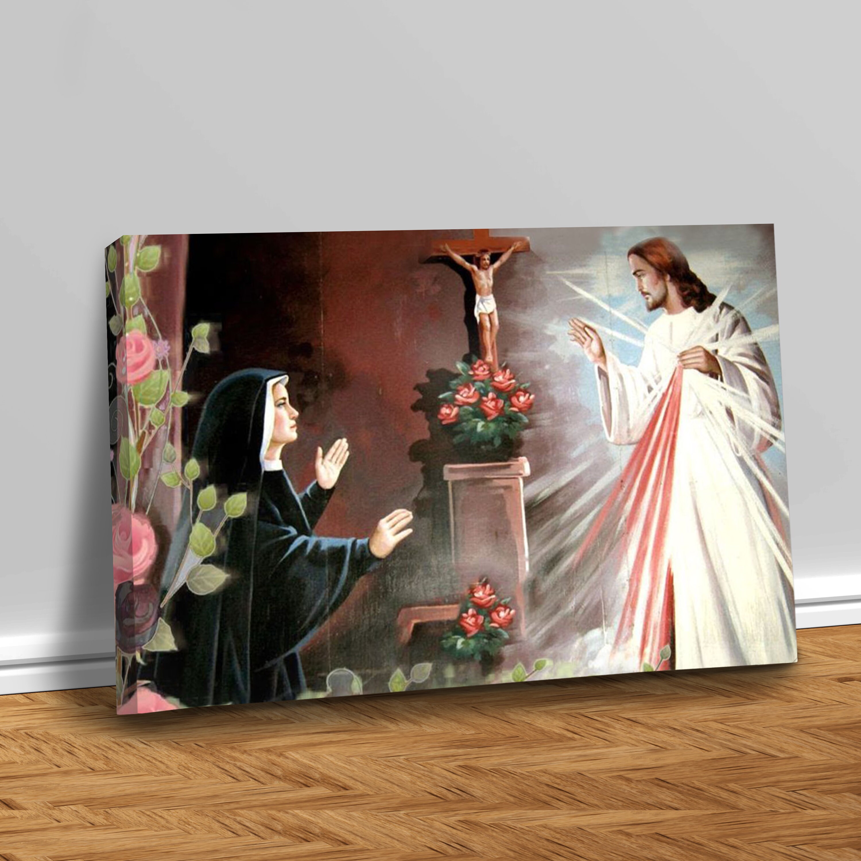Saint Faustina With Jesus Canvas Art - Etsy