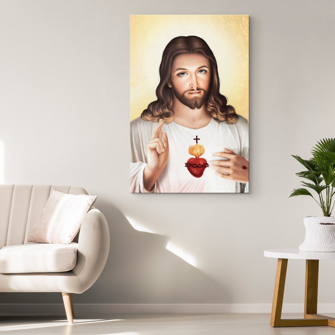 The Sacred Heart of Jesus Canvas Art, Jesus, Religious Art, Catholic ...