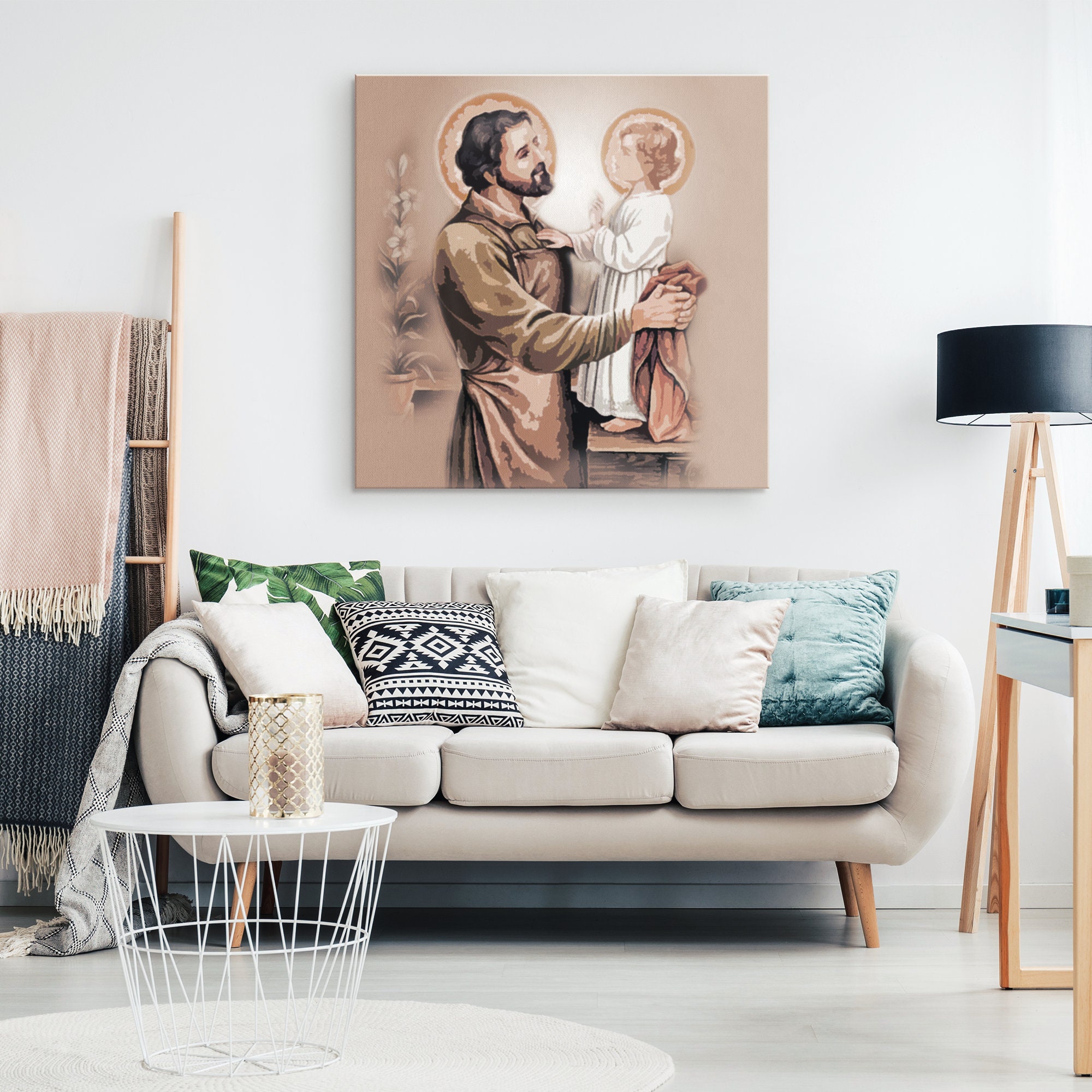 Saint Joseph and Baby Jesus Canvas Art | Etsy