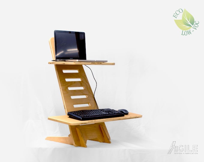 RISING Stand // Wooden Standing Desk Extension // Portable Laptop Stand ...