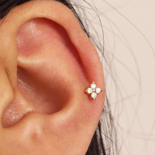 18G Sapphire Tiny Flower Flat Back Labret Stud 925 Sterling - Etsy