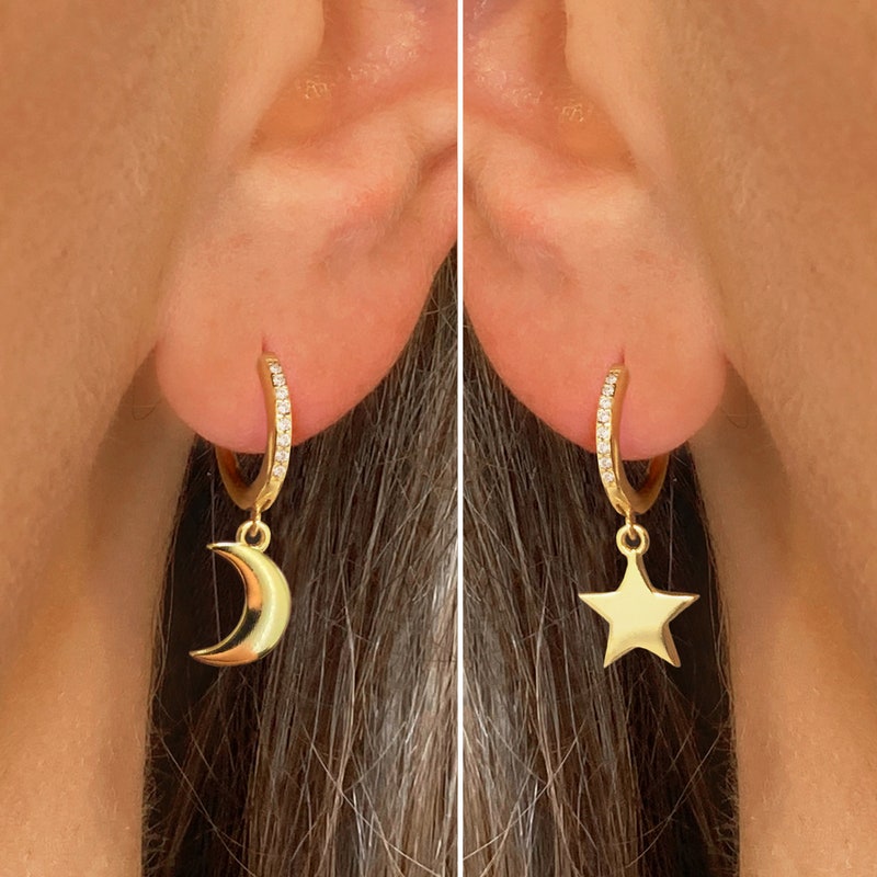 Moon Hoop Earring - Etsy