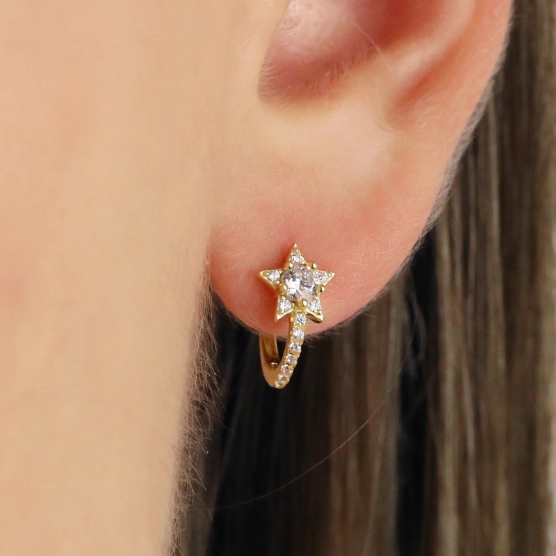 Star Huggie Earrings - Etsy
