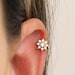 Ruby Flower Cartilage Hoop Earring • Rose Gold Plated Sterling Silver ...