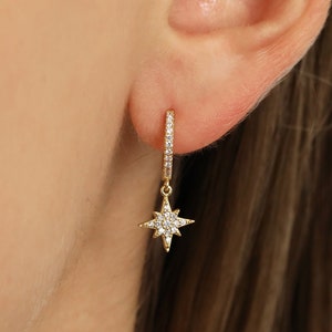 Star Hoop • Gold Star Huggie Hoop • Silver Star Hoop • Star Dangle ...
