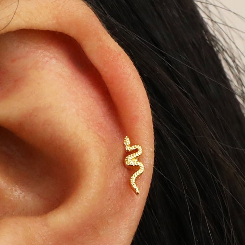 Triple Helix Earring Cartilage Earring 16g Cartilage Piercing - Etsy