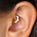 Flower Daith Hoop Earring, 18k Gold Plated Sterling Silver, Conch Hoop ...
