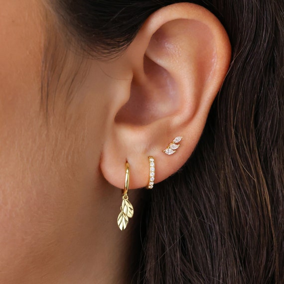 Leaf huggie earrings store