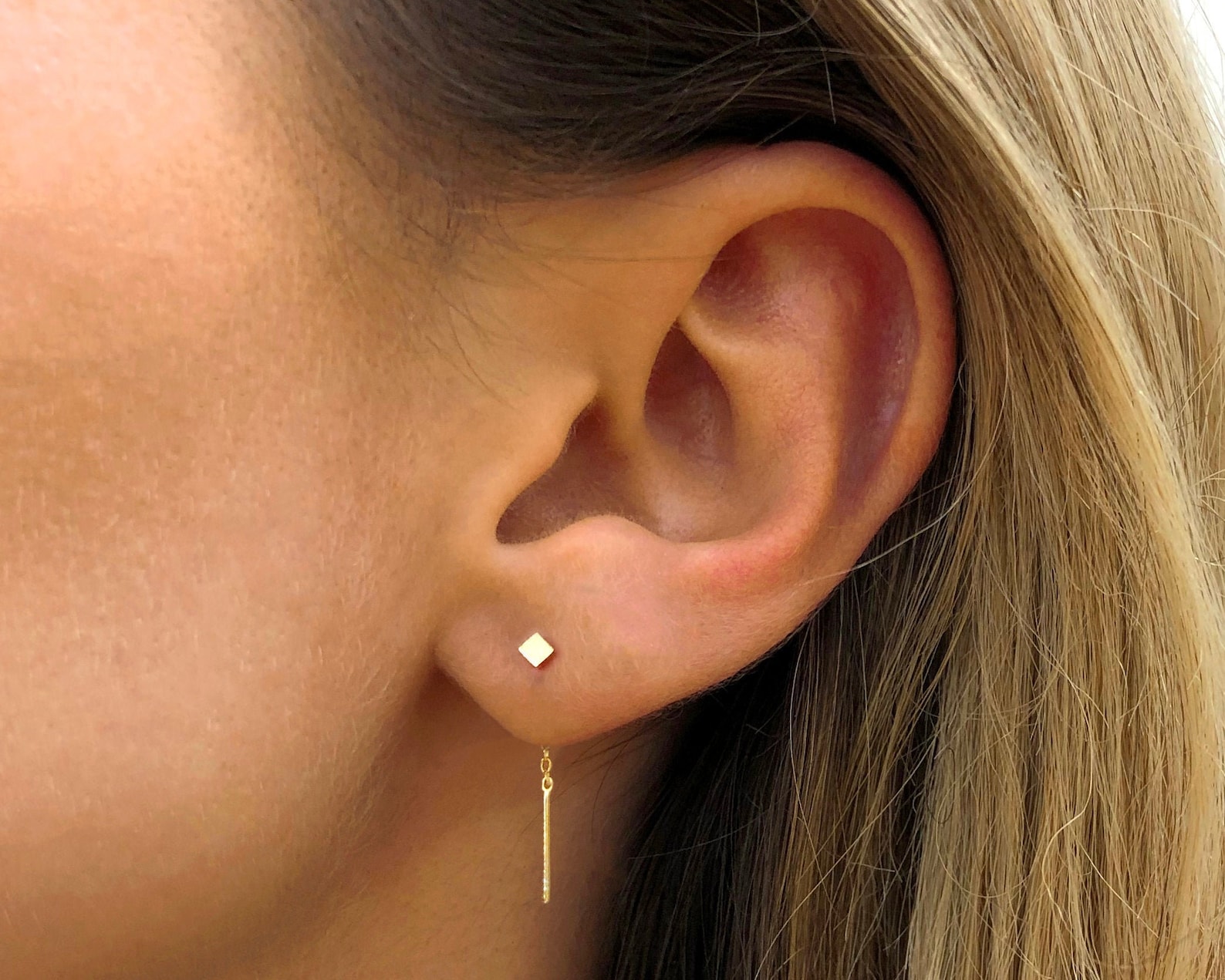 Cube Threader Dangle Earrings Bar Ear Threader Threader - Etsy