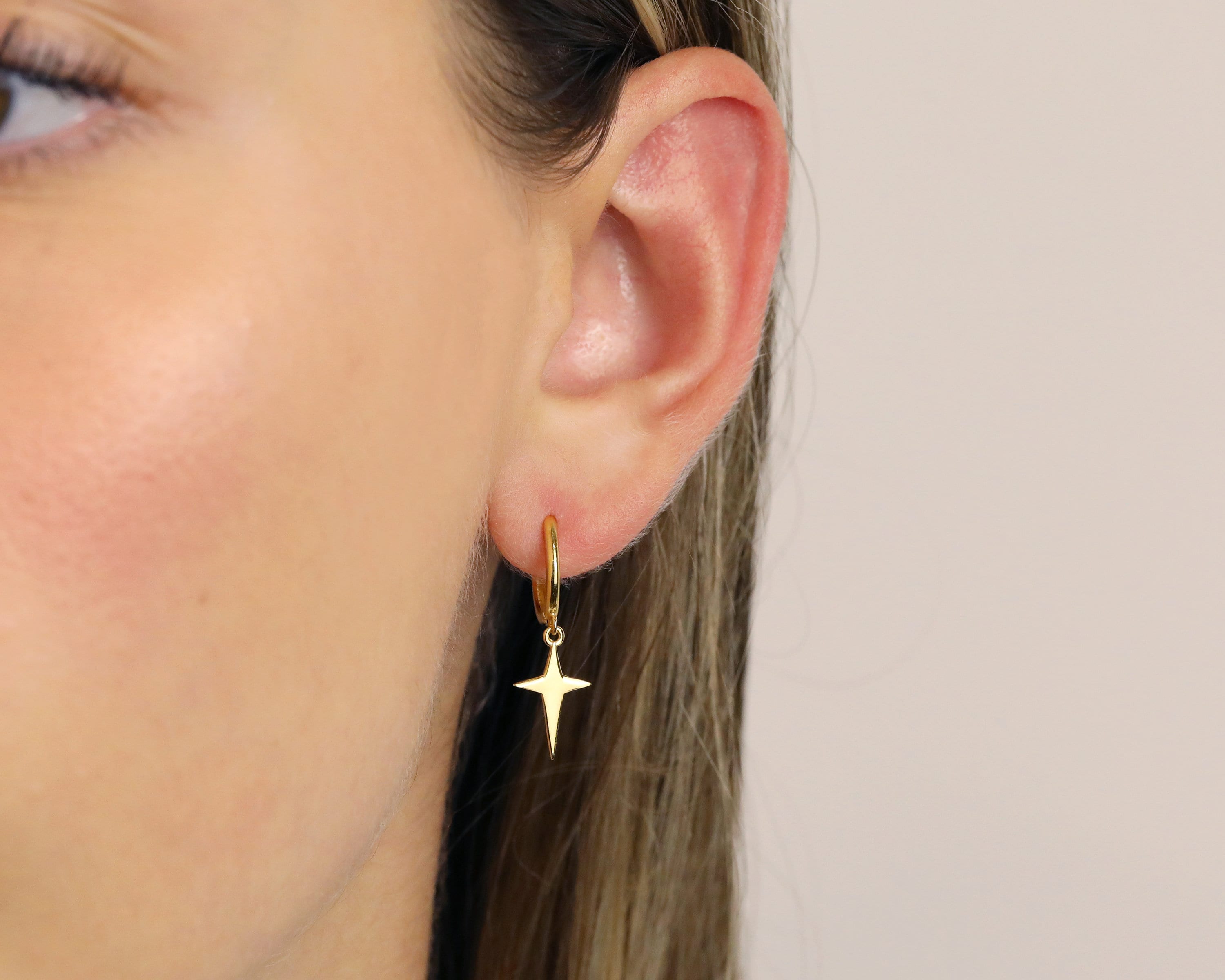 Statement Star Hoop Gold Star Huggie Hoop Silver Star Hoop - Etsy