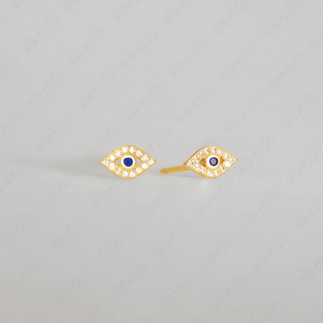 Evil Eye Stud Earrings • Dainty Evil Eye Earrings • Eye Silver Studs ...
