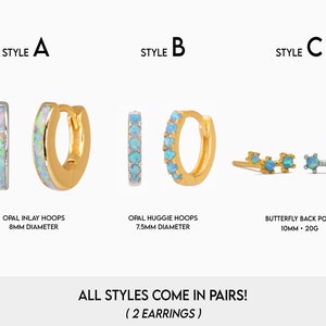 Blue Opal Inlay Huggie Hoop Earring Set • Gift for Her • Bridesmaid ...