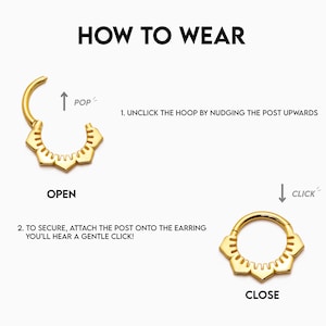 Flower Daith Hoop Earring, 18k Gold Plated Sterling Silver, Conch Hoop ...