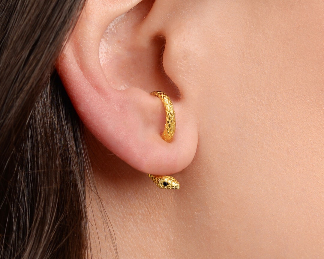 Snake Front Back Stud Earrings Serpent Ear Jacket Unique - Etsy