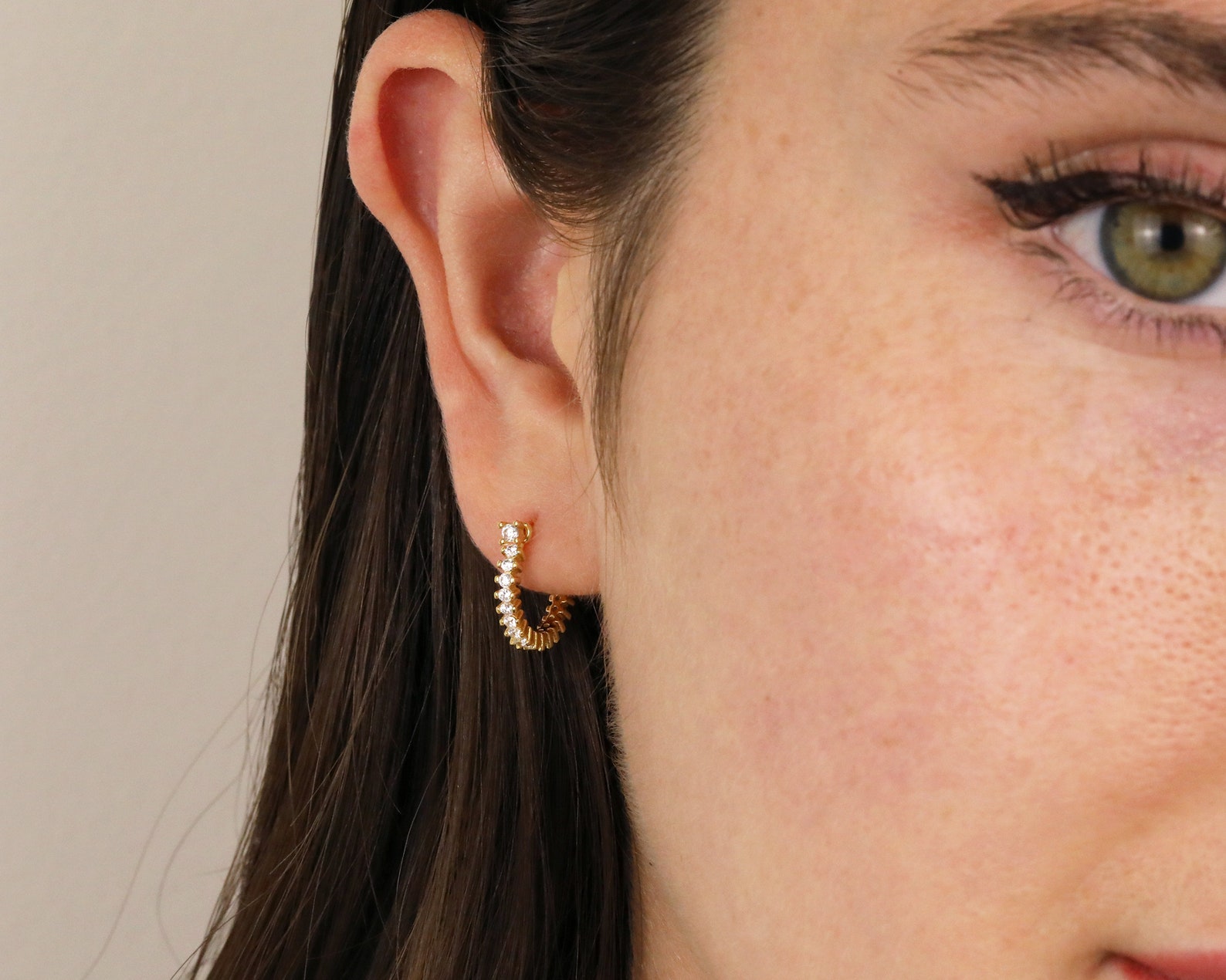 16G/18G/20G Everyday Gold Conch Paved Hoop Straight Barbell - Etsy