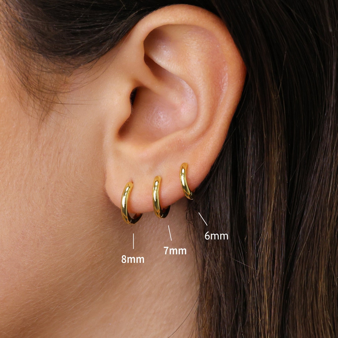 Gold Dainty Huggie Hoop Earrings • Rounded Hoop Earrings • Cartilage ...