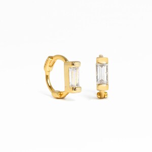 Tiny Diamond Rook Hoop • 18k Gold Plated Sterling Silver - Etsy