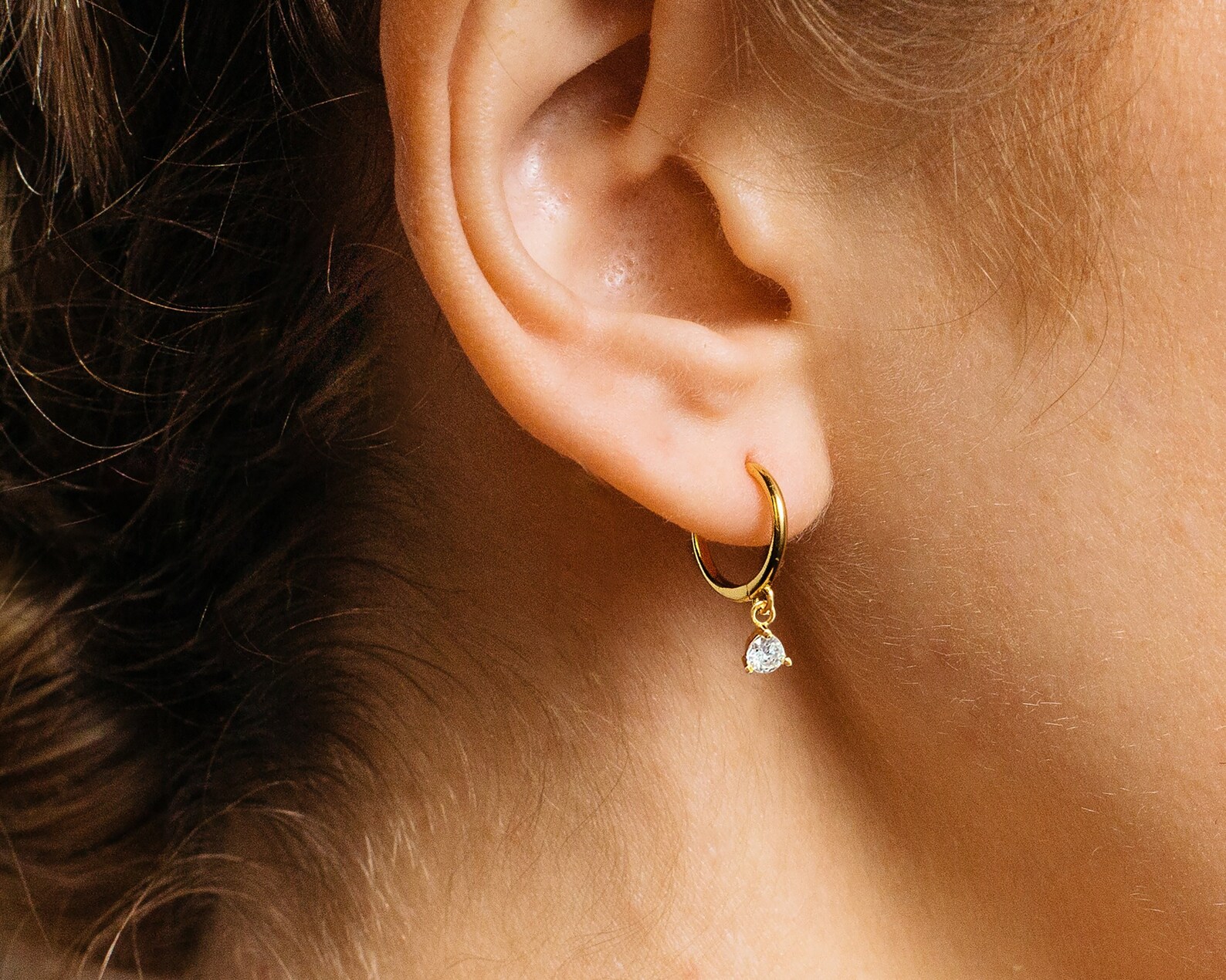 Hoop Dangle Earrings Charm Hoops Gold Huggie Hoop Earrings - Etsy